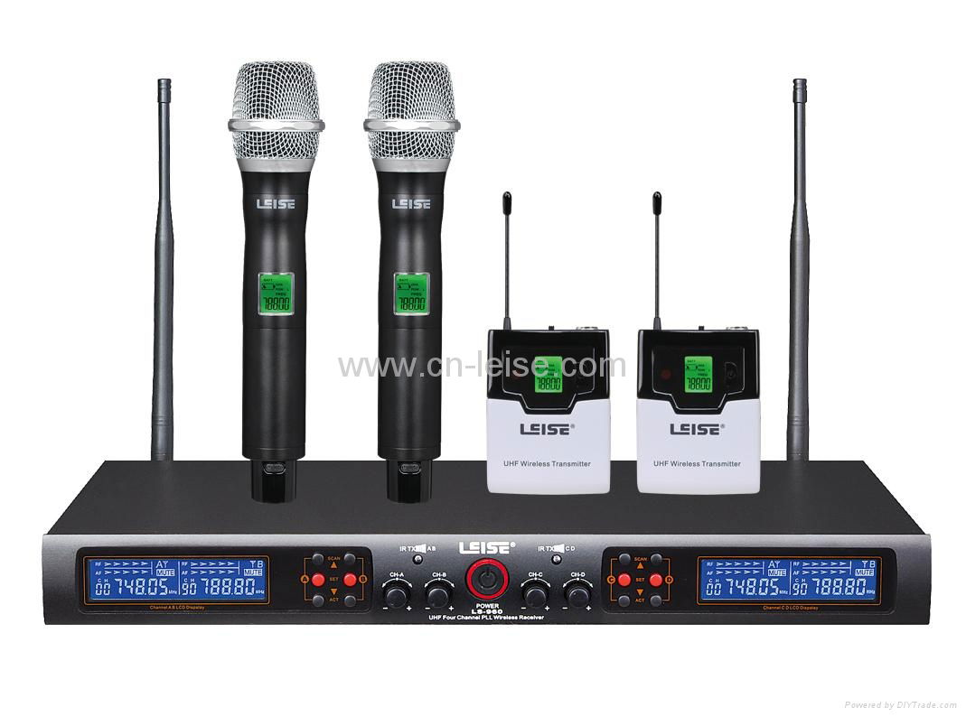 four channel UHF Infrared frequency wireless microphone - LS-960 ...