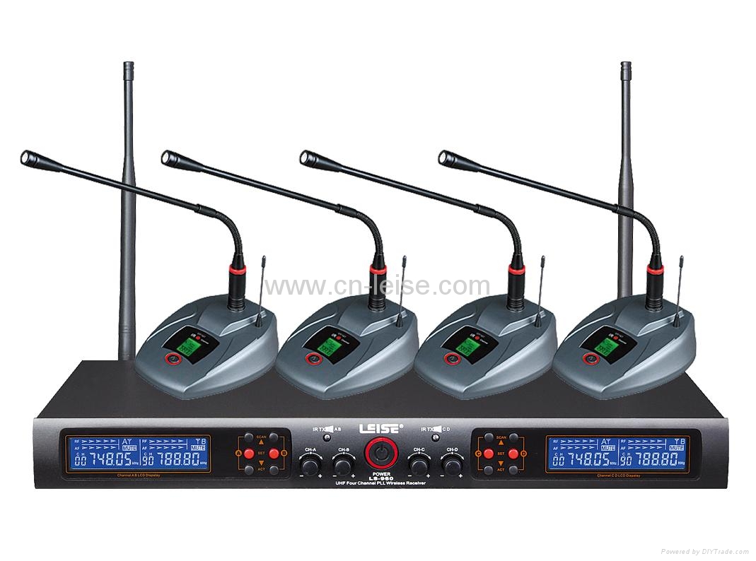 four channel UHF Infrared frequency wireless microphone - LS-960 ...