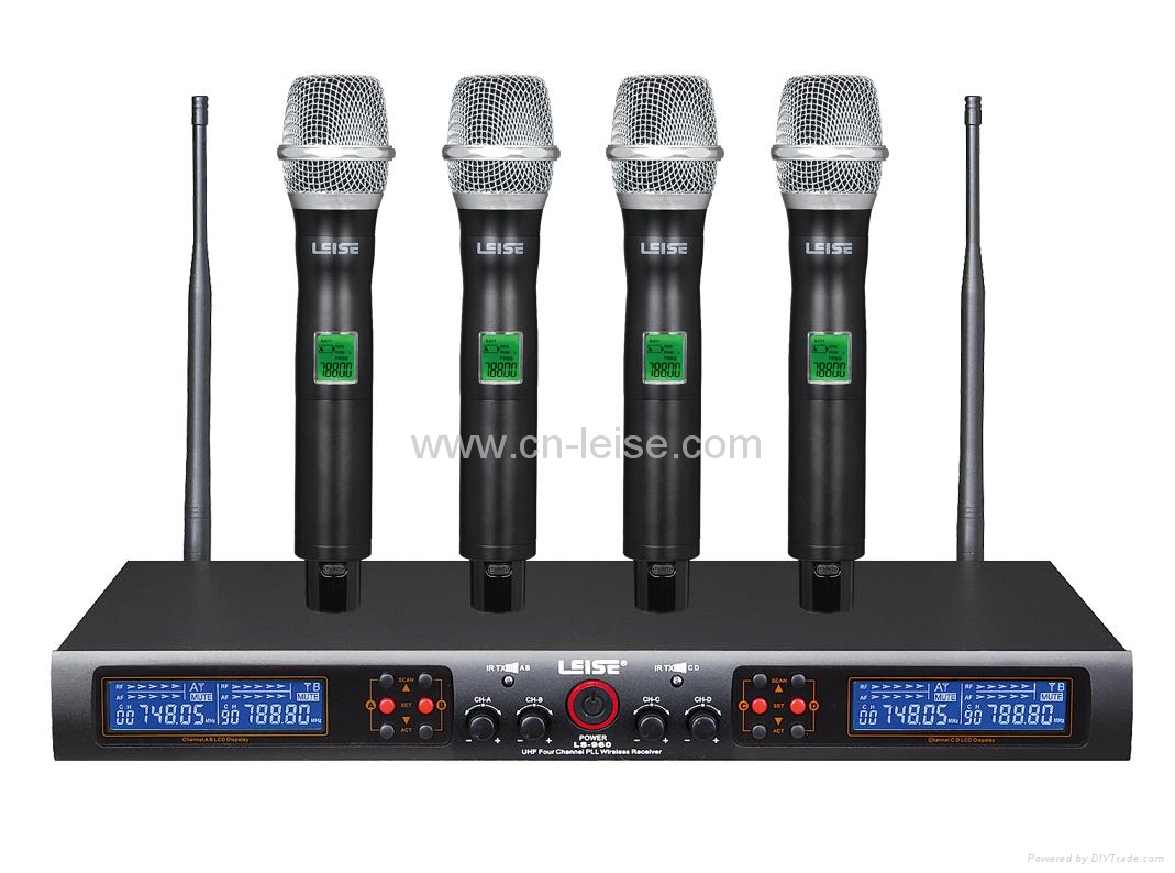 four channel UHF Infrared frequency wireless microphone - LS-960 ...