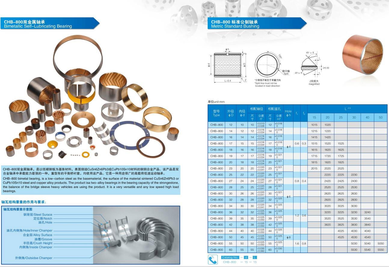 oilless Bimetallic Self-Lubricating bronze Bearing - CHB-JF800 ...
