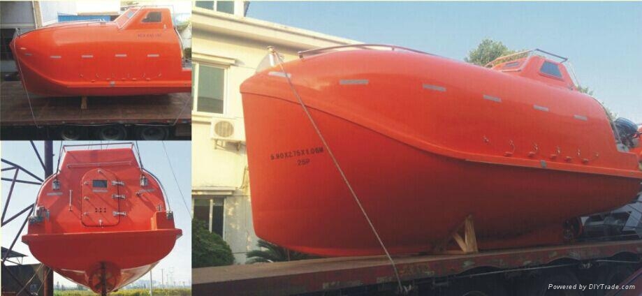 SOLAS approval marine GRP enclsoed lifeboat, rescue boat with davit ...