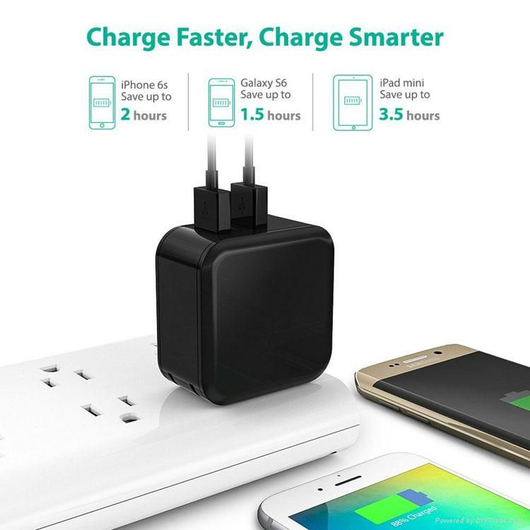 24W 4.8A Fast Universal Smart Dual Port USB Charger for Smartphone and ...