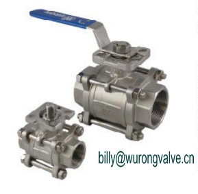 Stainless steel 3PC ball valve thread end with ISO direct mount pad ...