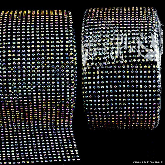 Top Quality Flexible elastic stretch crystal rhinestone trimming mesh ...