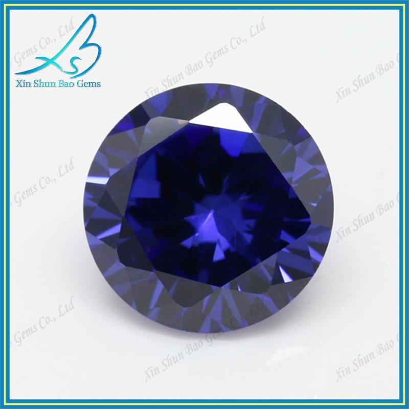Sparkling round brilliant cut blue aaaaa cubic zirconia gemstone (China ...