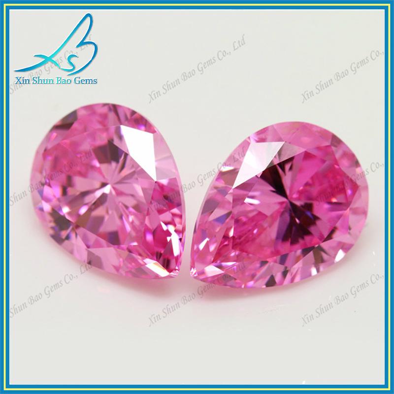 8*10mm Pear cut pink cubic zirconia loose stones - Xin Shun Bao Gems ...