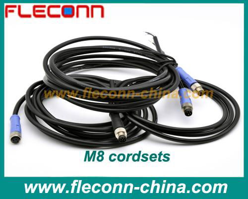 M8 Sensor Cable and Cordset with 3 Pin 4 Pin 5 Pole 6 Pole Connector ...