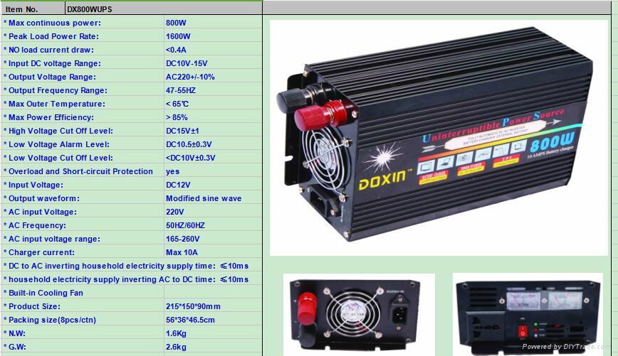 DOXIN DC AC Single output type 12v 220v 800w modified sine wave power ...