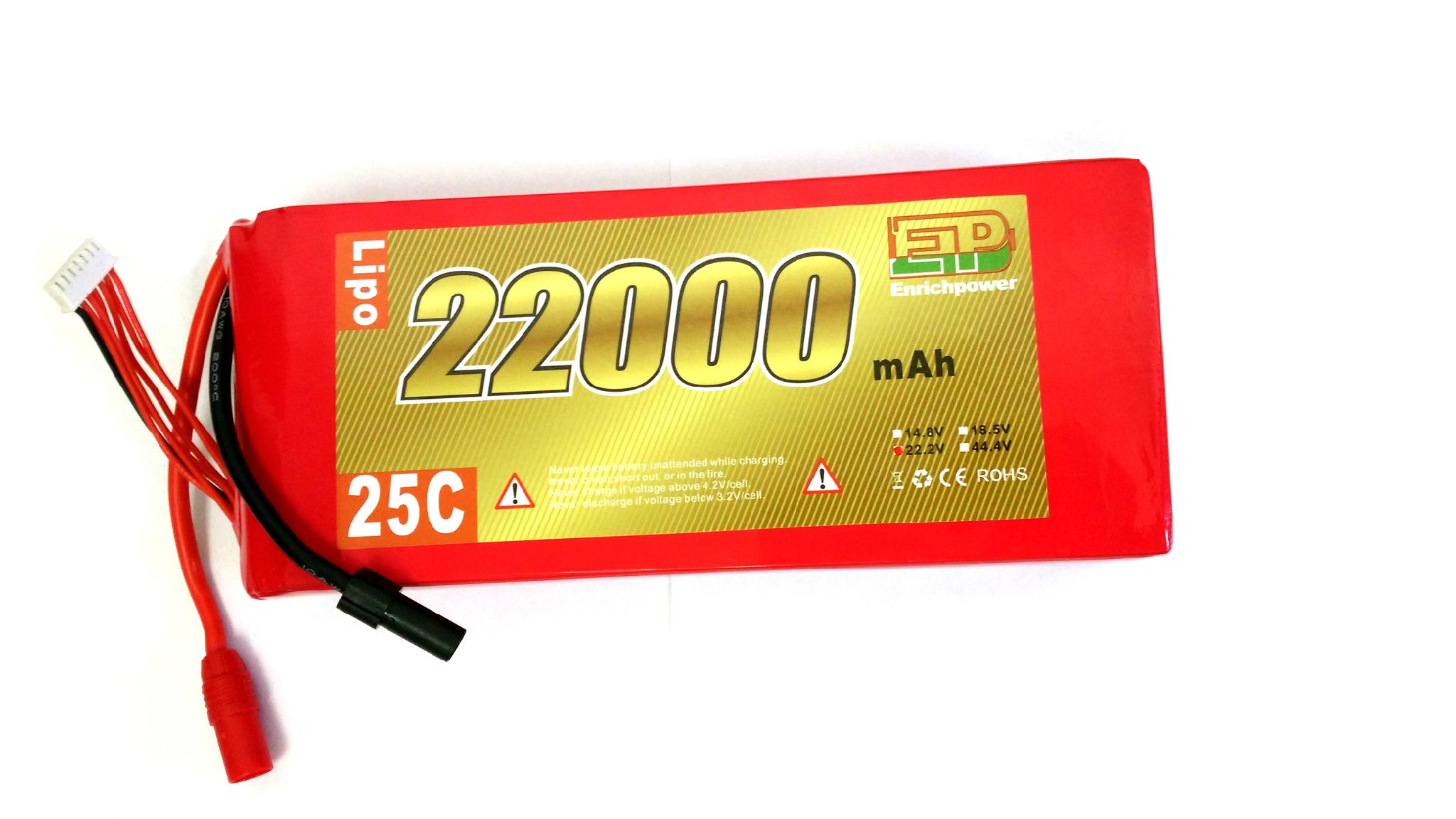EP Lipo Battery Pack 22000mAh 25C 6S1P 22.2V with AS150+XT150 Plug ...