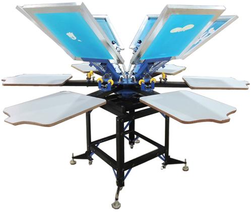 Manual floor standing double carousel 6 color 6 print bed silk screen ...