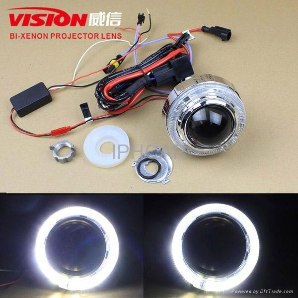 Universal 2.5" LED halo Switchback Angel Eye Retrofit BiXenon Projector ...