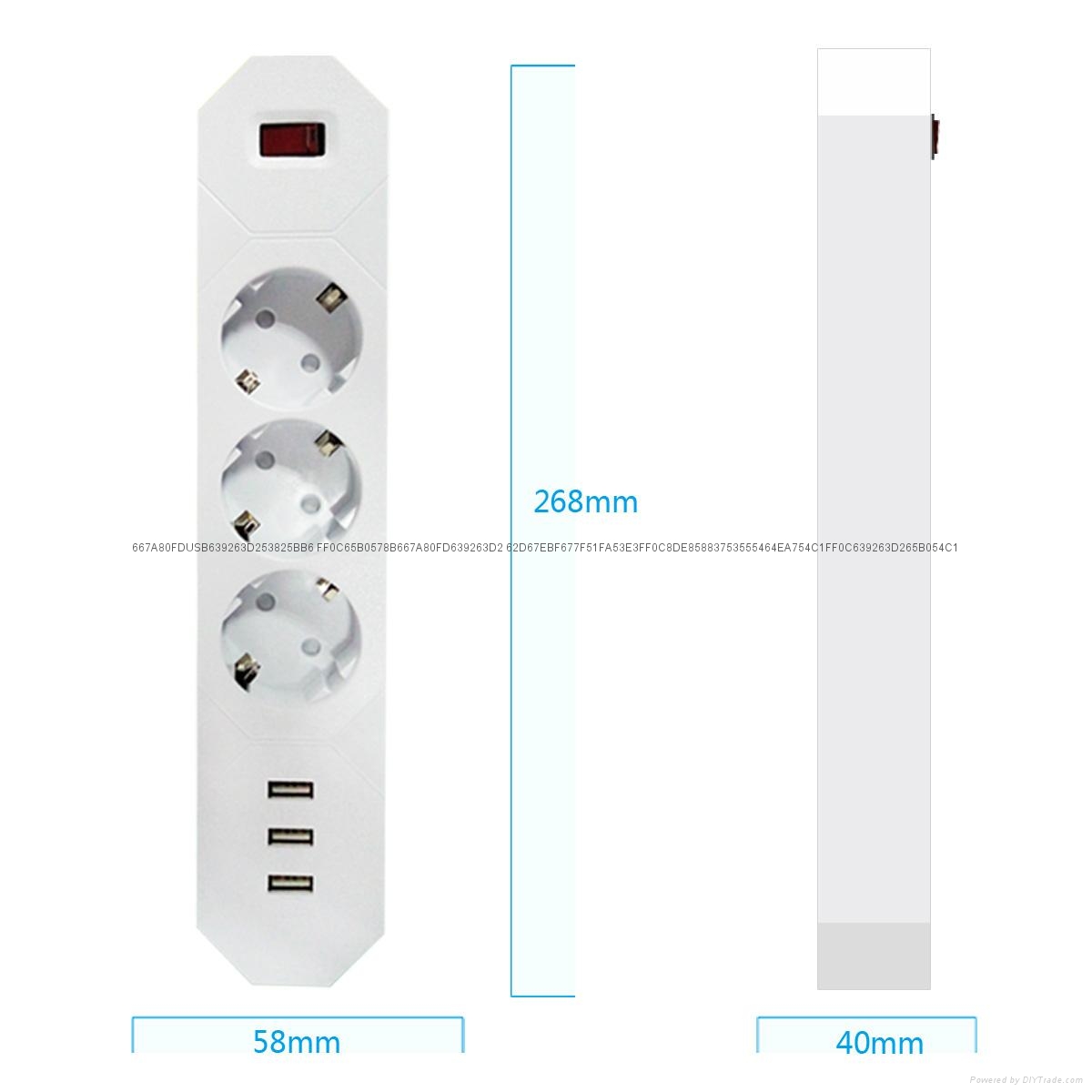 Eu electrical power plug socket extension 3 usb port 16a extension cord ...