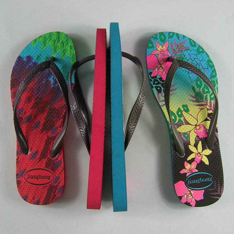 Customized fashionable diy logo summer rubber anti-skid beach slippers ...