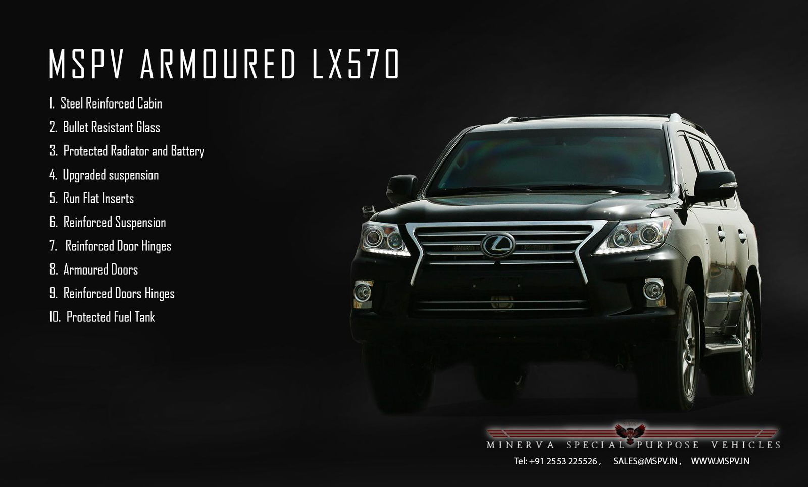 Armoured & Bullet Proof Lexus LX570 SUV - MSPV (India Manufacturer ...