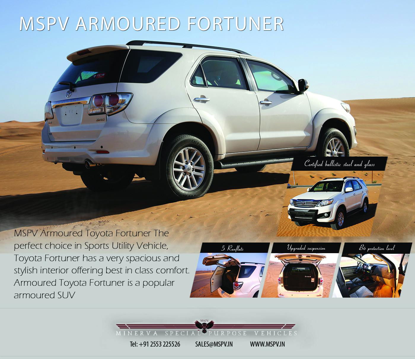 Armoured & Bulletproof Toyota Fortuner - MSPV (India Manufacturer ...