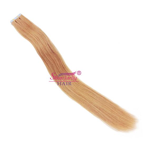 ShowJarlly 20" Blonde #27 20Pcs 100g PU Tape in Straight Human Hair ...