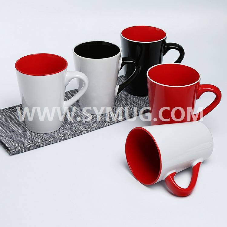 14 oz V shape ceramic mug with two-tone color - 8298-vsm - SYMUG (China ...