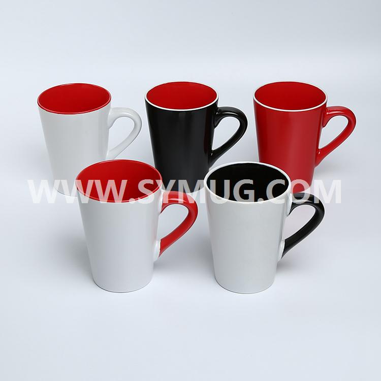 14 oz V shape ceramic mug with two-tone color - 8298-vsm - SYMUG (China ...