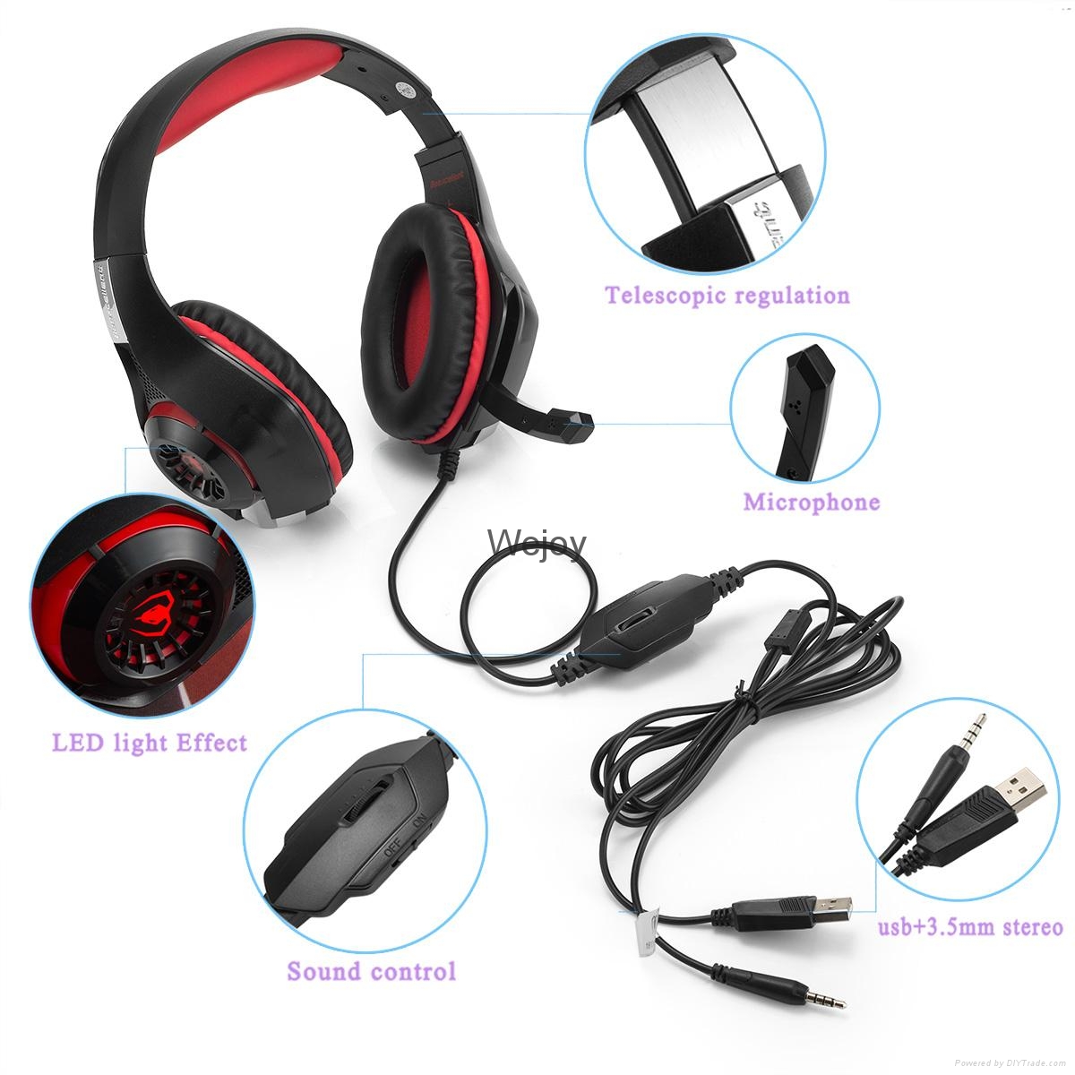 GM1 gaming headset for XBOX one tablet PC with stereo LED headset - GM ...