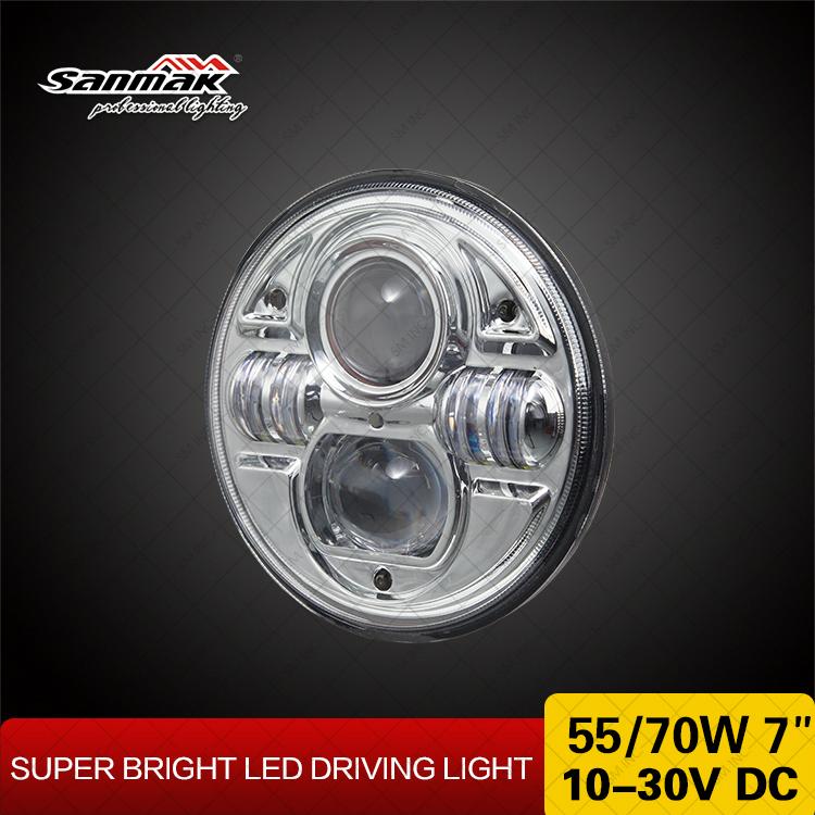 7 inch Sealed Beam Headlight Round Round Black Chrome - SM6071 - Sanmak ...