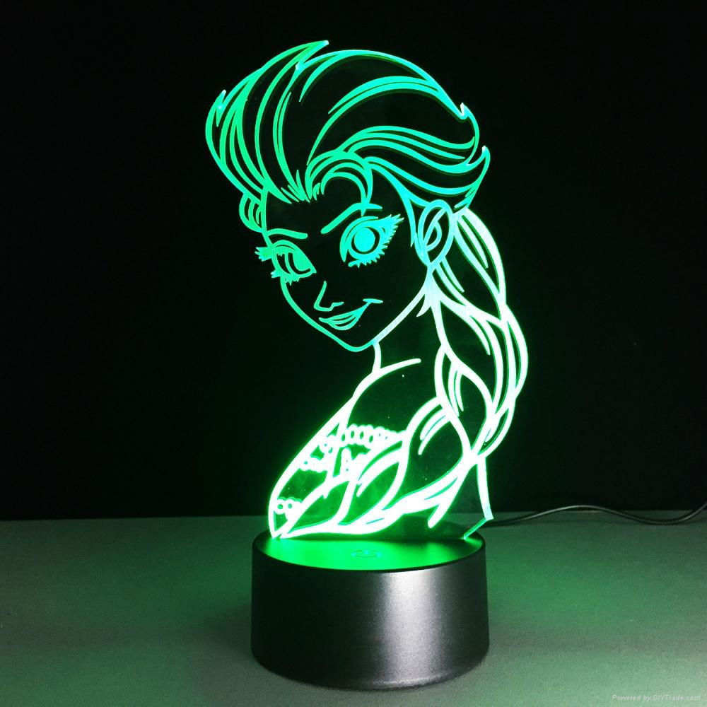 New Design Frozen Princess Shape 3D Night Light Amazing Optical ...