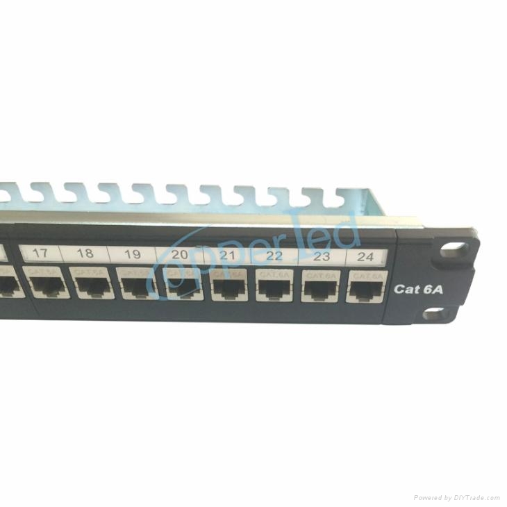 RoHS Compliant Cat.6A Shielded Modular Patch Panel 24Port with back bar ...