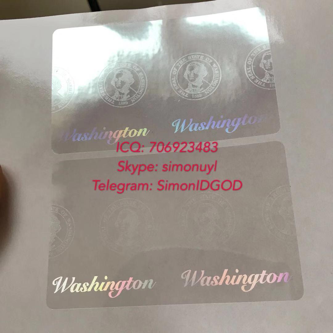 Washington state ID UV overlay hologram sticker manufacturer - W001 ...