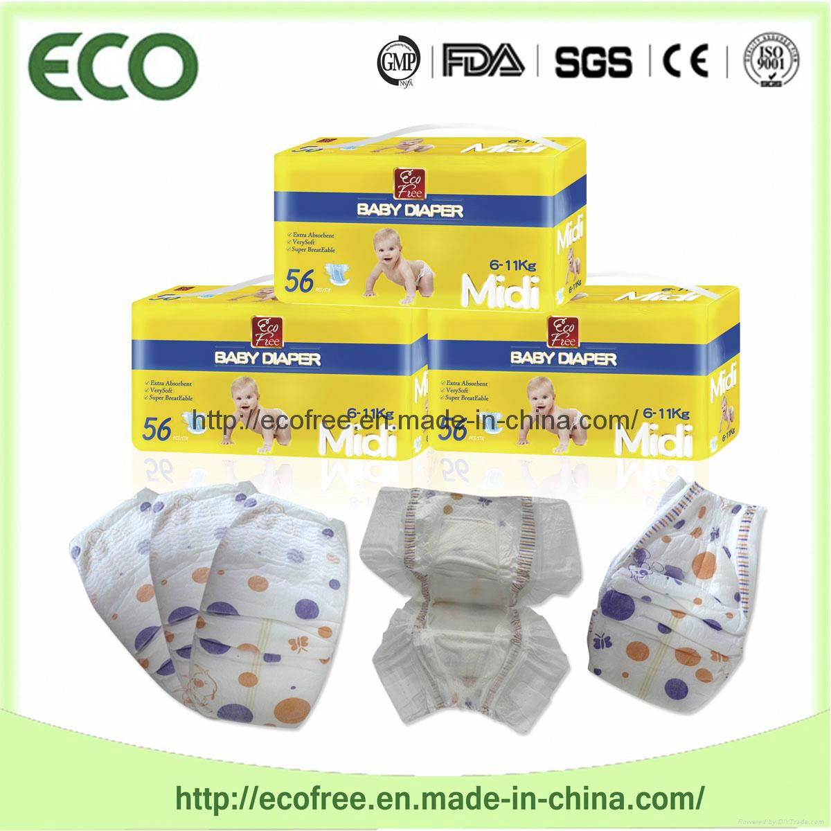 high absorbent & Breathable with Big Waist Band Ecofree Baby Diaper ...