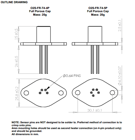 Miniature Mounted Oxygen Sensor - O2S-FR-T3 - isweek (United States of ...