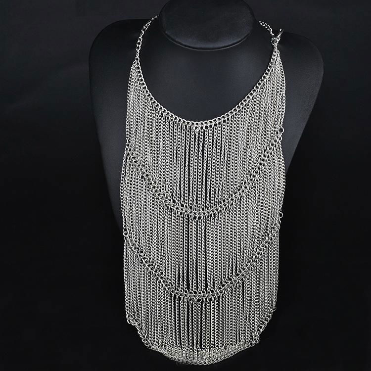 Three fringed long sweater chain necklace - QBXL-MT0196 ...
