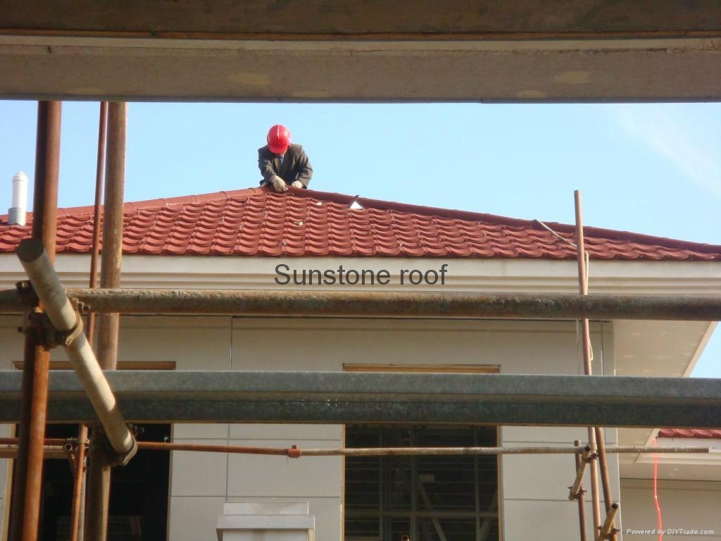 0.4mm stone coated metal roofing tile Colorful Stone coated sunstone ...