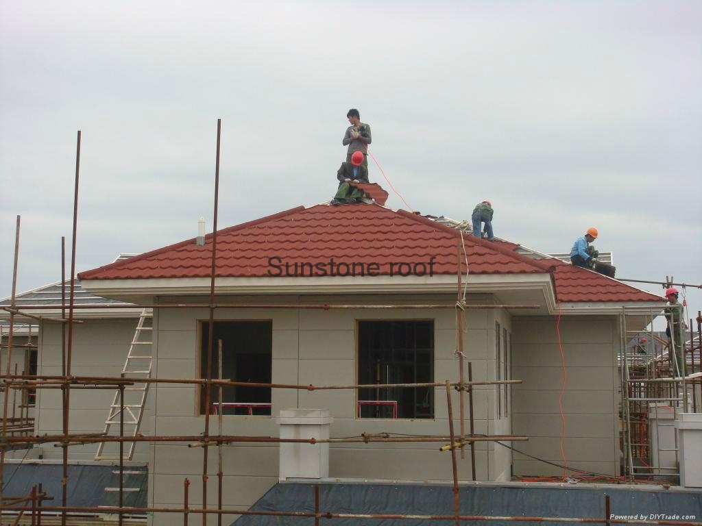 0.4mm stone coated metal roofing tile Colorful Stone coated sunstone ...