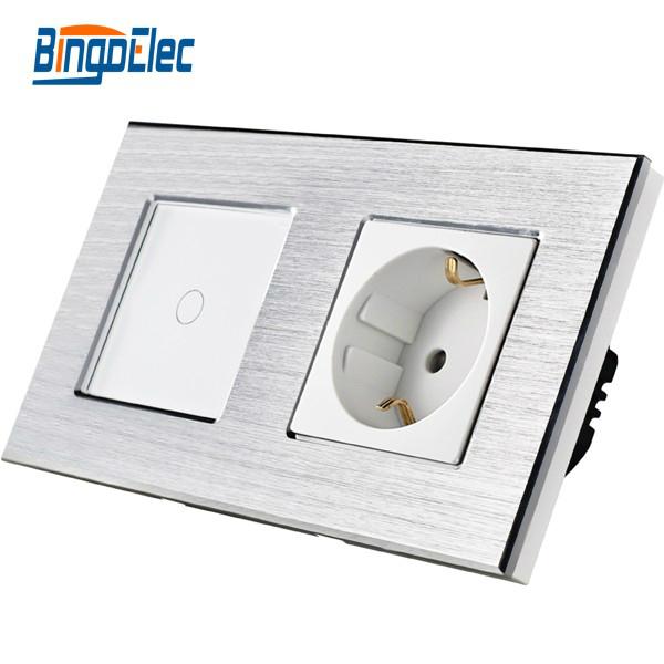 2 gang 1 way touch wall switch and socket - M1 - BINGO ELEC (China ...