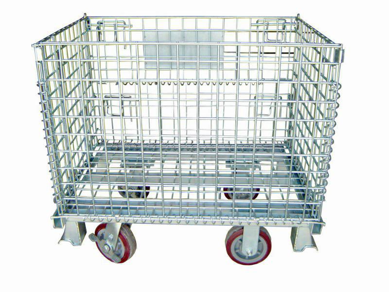 Storage wire mesh container with wheels stacking folding - YMC02 ...