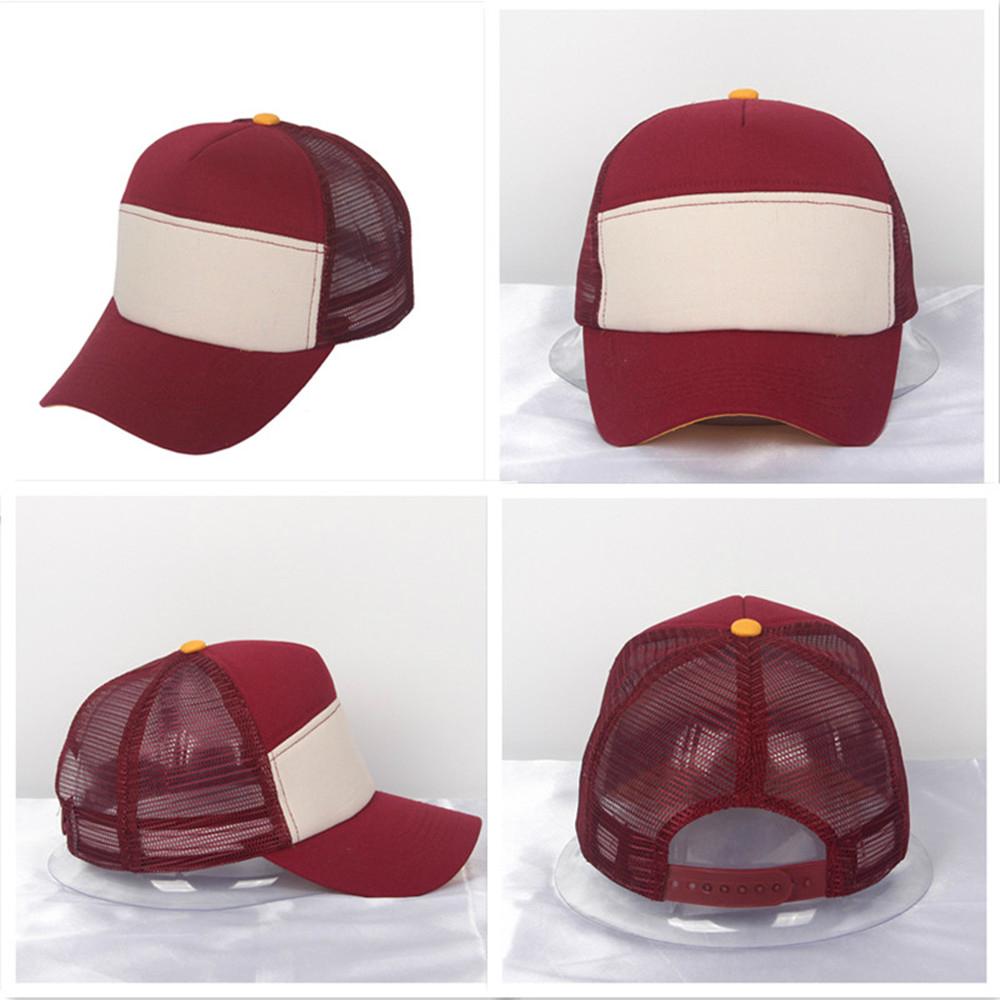 6 Panels Baseball Cap Cotton Mesh Hat White Wine Red Snapback Cap ...