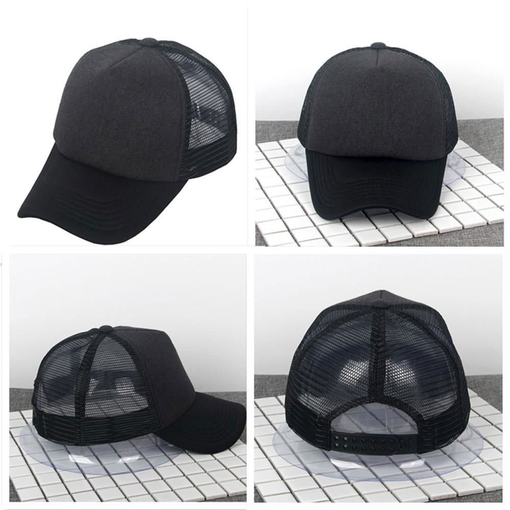 Black Trucker Mesh Hats Polyester Plain Baseball Cap Adjustable (China ...