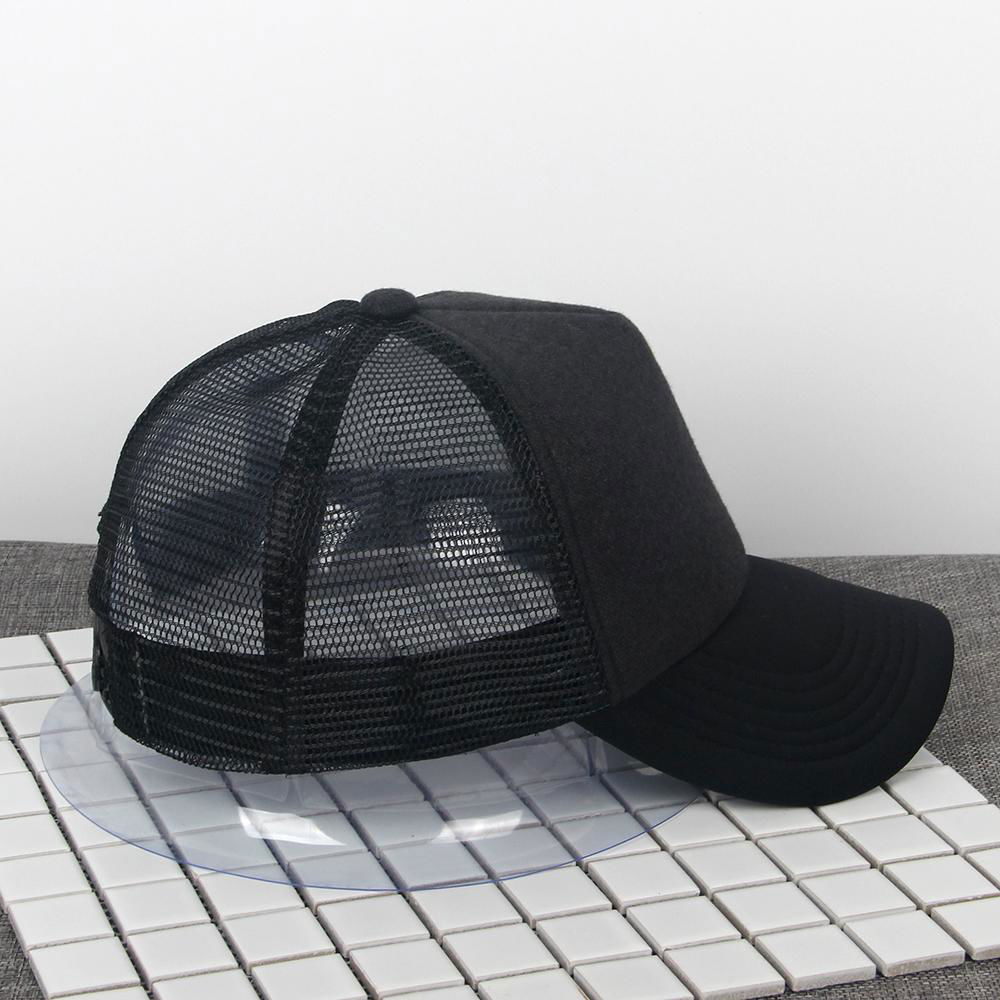Black Trucker Mesh Hats Polyester Plain Baseball Cap Adjustable (China ...