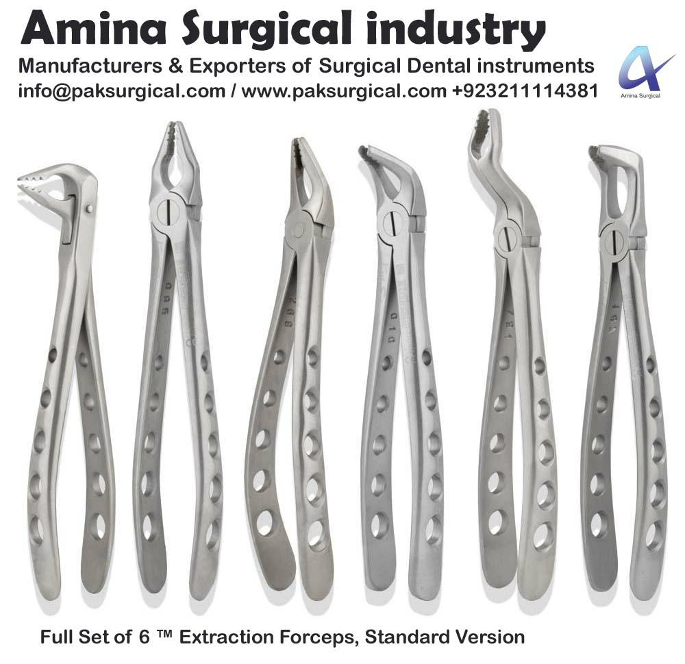 Full Set of 6™ Extraction Forceps, Standard Version - Amina Surgical ...