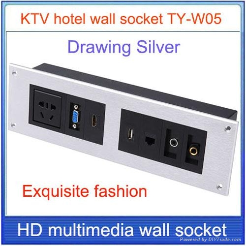 Wall socket multimedia USB HD VGA MIC Network outlet Panel Wall Hidden ...