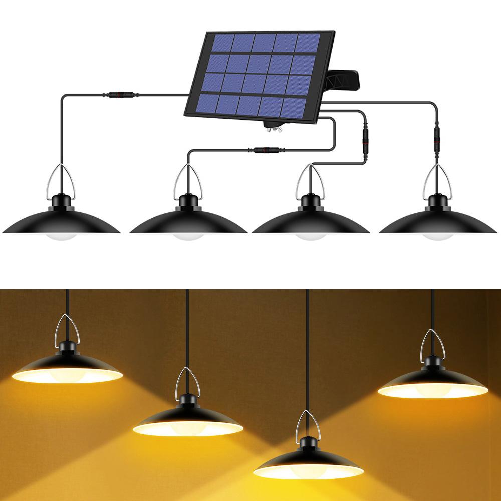 Double Head Solar Pendant Light Solar Powered Shed Lamp Lights Outdoor ...