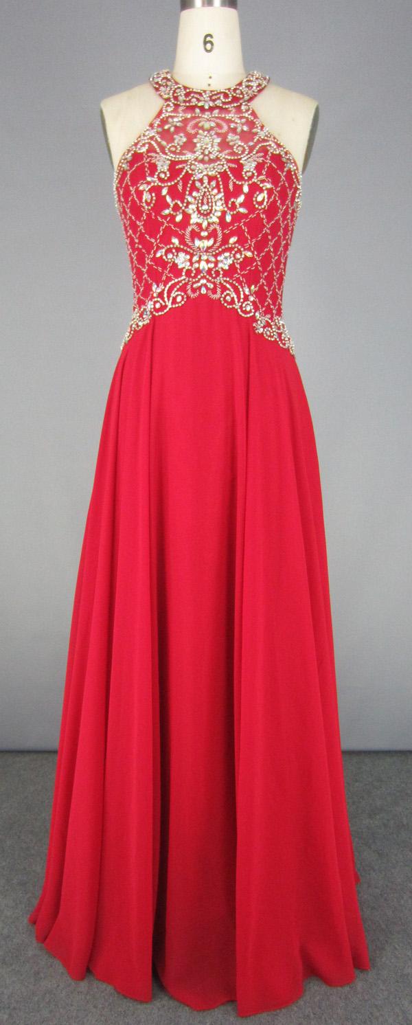 Red Chiffon Long Dress with Sequin Top - 1048 (China Trading Company ...