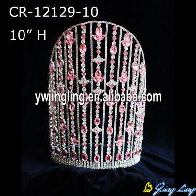 10 Inch Pink Flower Pageant Crowns - CR-12129-10 (China Trading Company ...