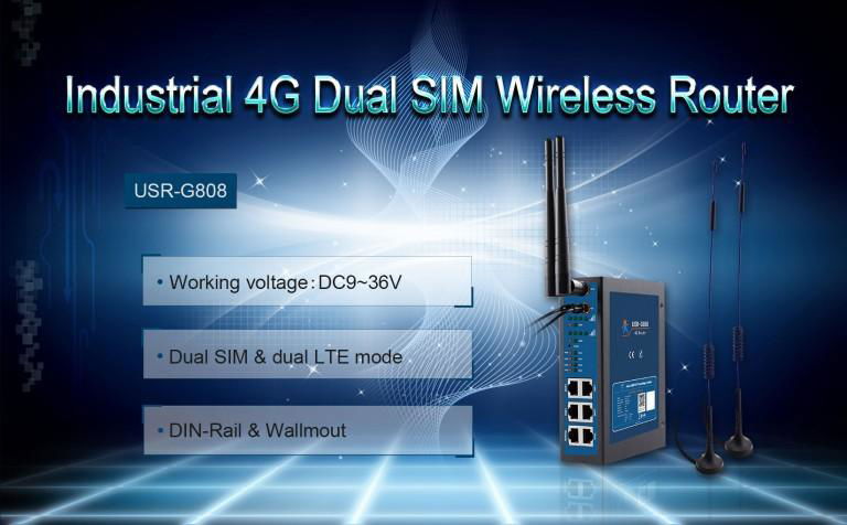 Industrial 4G Dual SIM - Dual LTE modules Wireless Router - USR-G808 ...