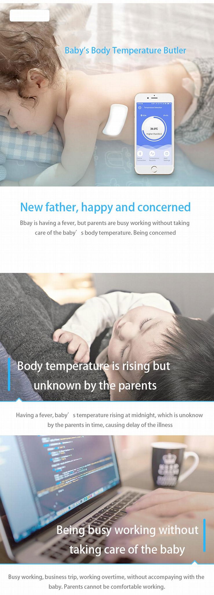 Warm Patch Soft Wearable Smart Thermometer Continuously Fever ...