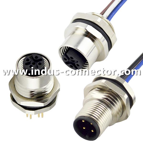 M12 3 4 5 8 12 pin shielded panel mount wire connector for auto - 20180507 - Indus-connector ...