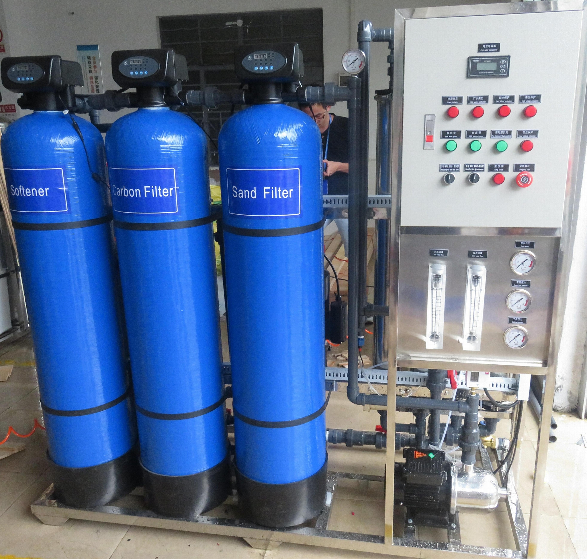 1000L RO water filter system for mineral water plant project - RO ...