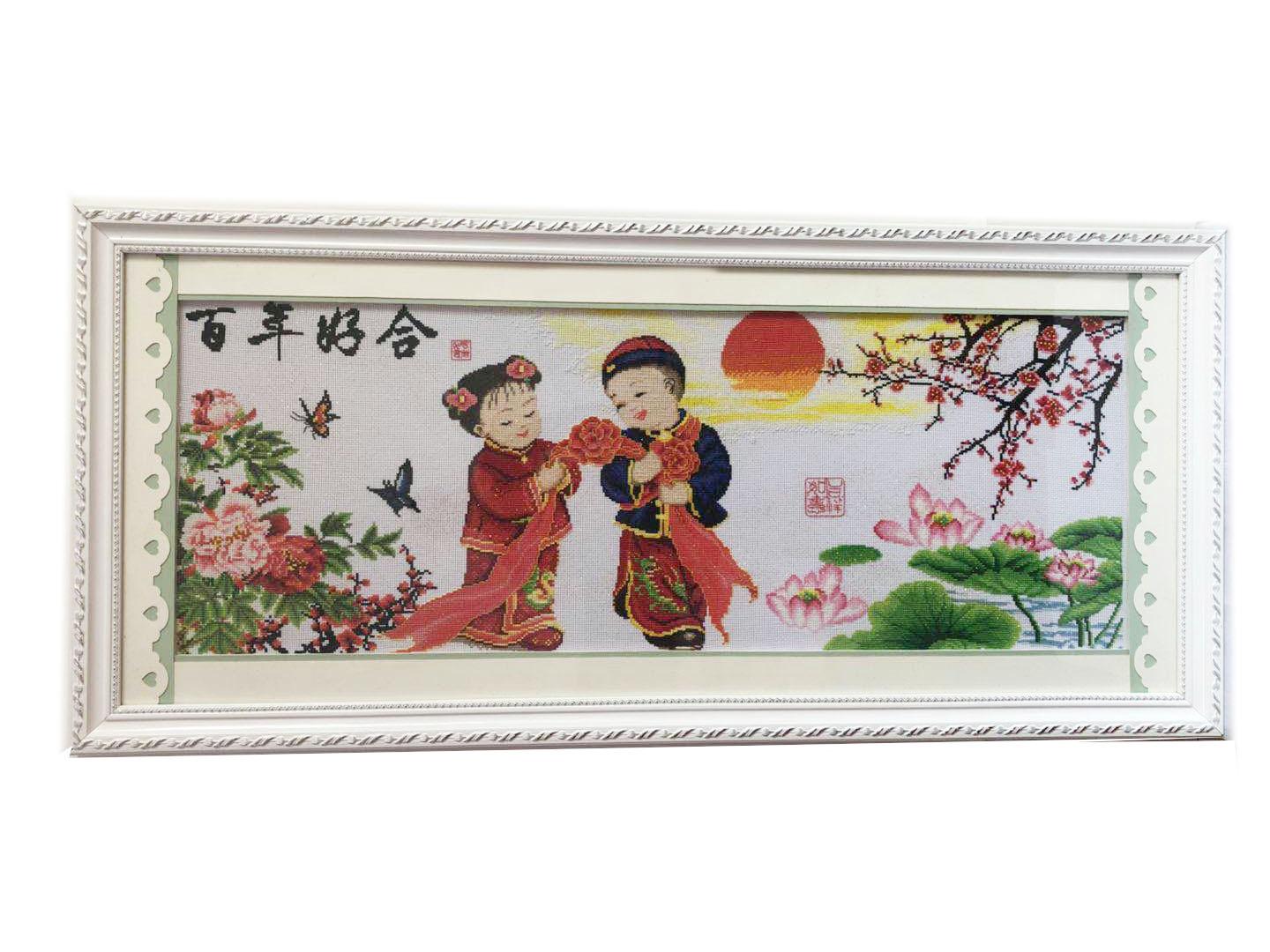 Framed handwork Completed finished china cross stitch of wedding gift ...