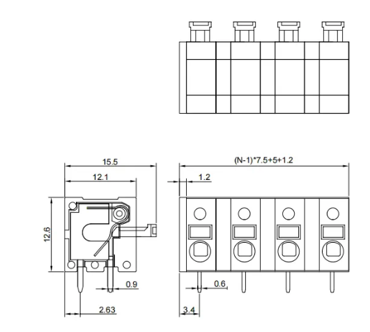 Spring Screwless PCB Terminal Blocks 7.5MM FS1.5-XX-750-03 - AOSI ...