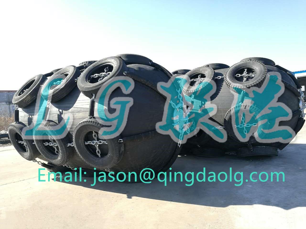 Pneumatic rubber fender with chain and tire net - LG001 - Qingdao ...