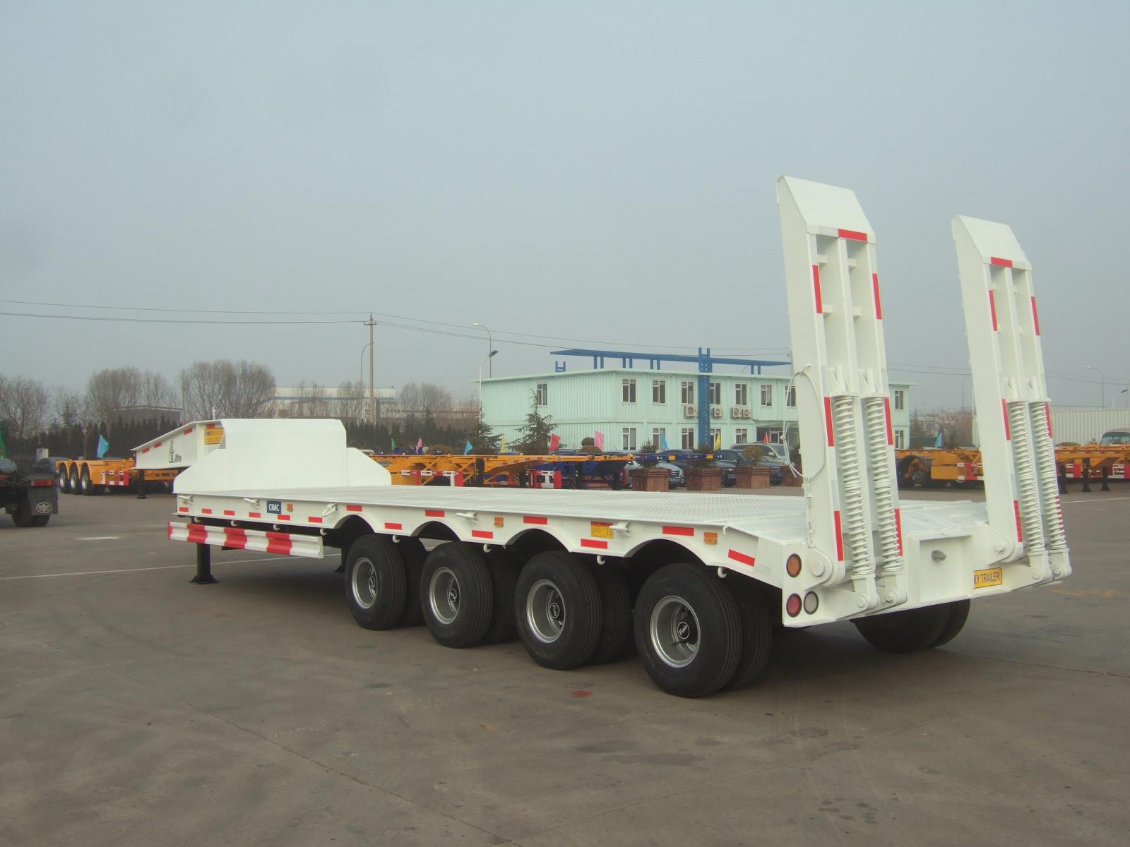 Price 4 axle 80-ton low bed semi trailer semi low loader heavy duty low ...